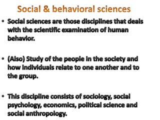 Intrintroduction to the social and behavioral sciences | PPT