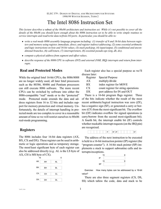 Intrl 8086 instruction set | PDF