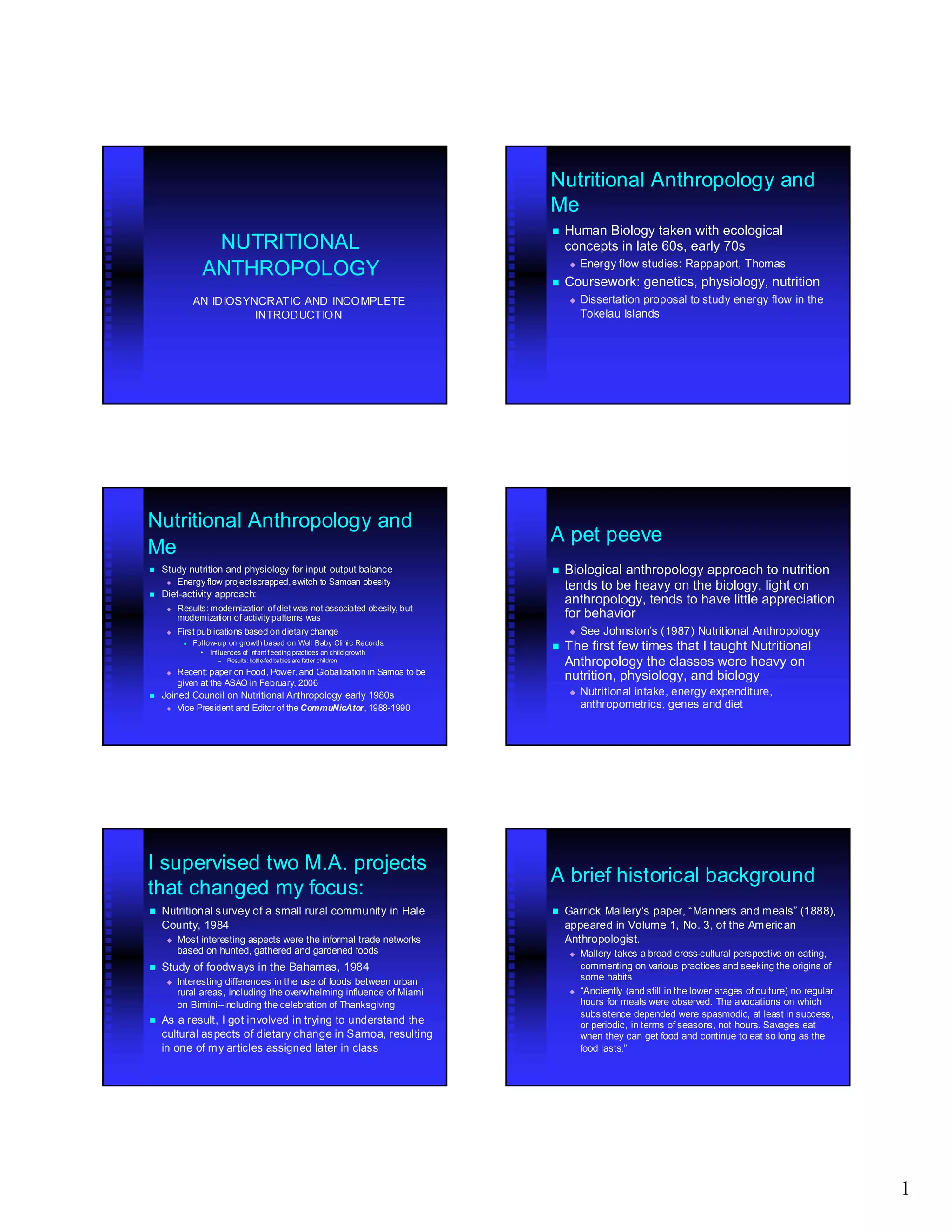 Nutritional Anthropology and Me | PDF