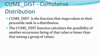 SQL Server TOP(), Ranking, NTILE, and Aggregate Functions | PPT