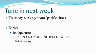 SQL Server TOP(), Ranking, NTILE, and Aggregate Functions | PPT
