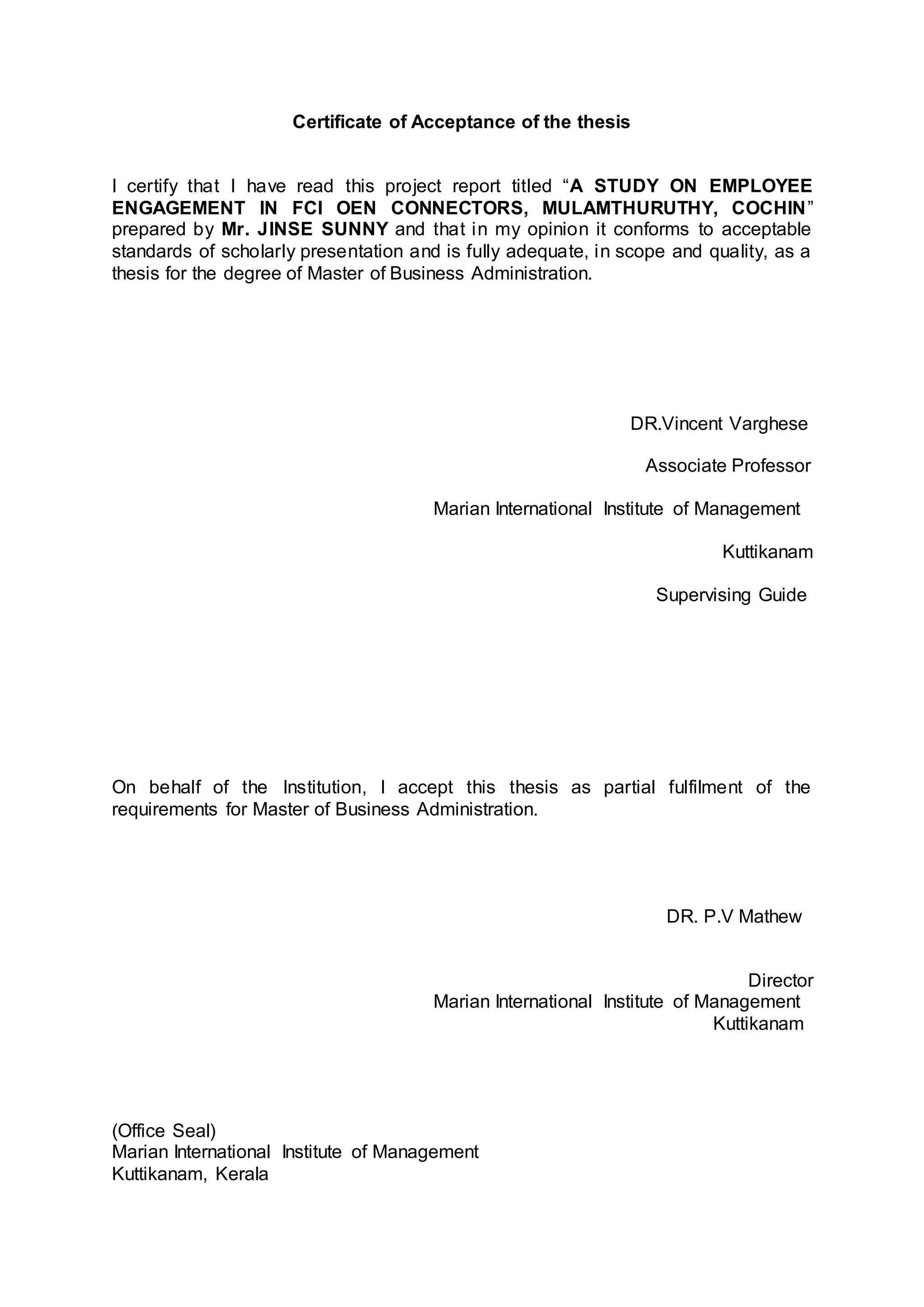 Introduction - A STUDY ON EMPLOYEE ENGAGEMENT IN FCI OEN CONNECTORS ...
