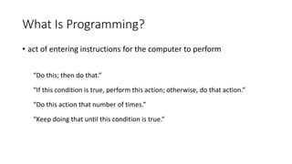 Introduction to Python Programming | PPTX | Programming Languages | Computing