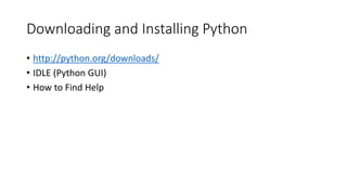 Introduction to Python Programming | PPTX | Programming Languages | Computing
