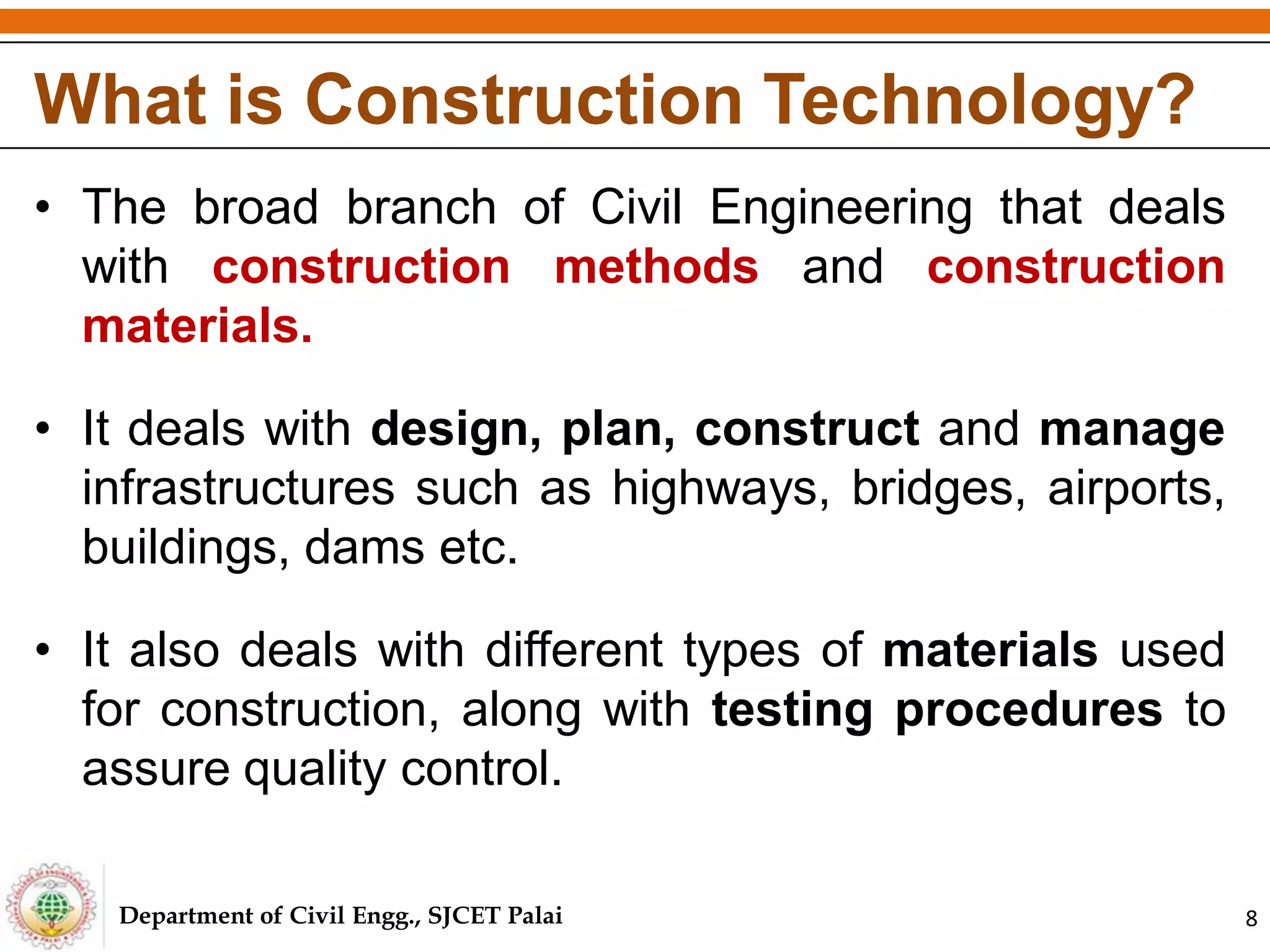 KTU CE 204 Construction Technology - Introduction | PDF