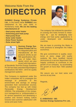 Solar Energy Products By Sunmax Energy Systemss Private Limited | PDF