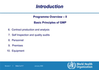 WHO GMP- Introduction to the Training Course-1 | PPT
