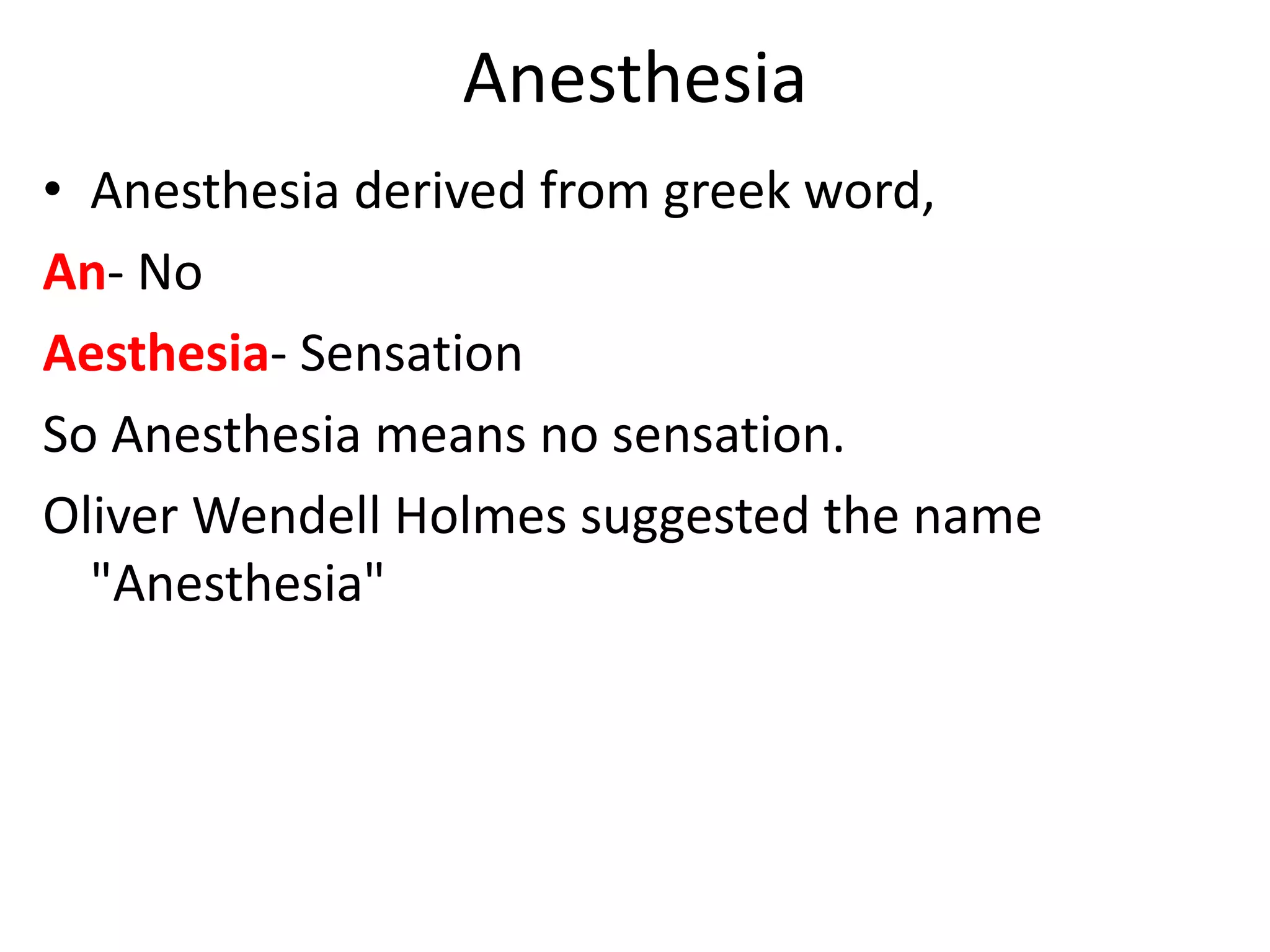 Introduction to Anesthesia | PPTX