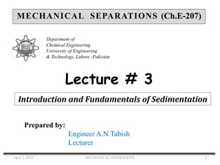sedimentation for the material for system. | PPSX