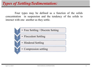 sedimentation for the material for system. | PPSX