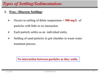 sedimentation for the material for system. | PPSX