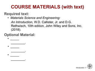 Materials Science and Engineering Introduction | PPTX