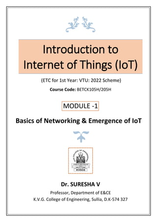 Intro. IoT- Module 1 by Dr.Suresha V, KVGCE | PDF