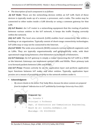 Intro. IoT- Module 1 by Dr.Suresha V, KVGCE | PDF