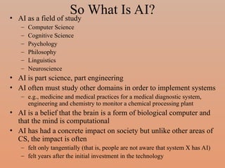 Introduction and fields of AI and its types | PPT