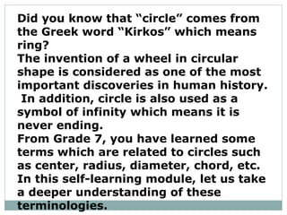 powerpoint presentation for introduction of the circle | PPT