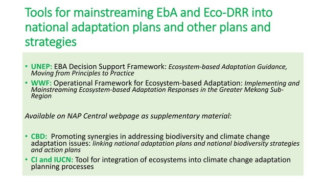 Ecosystem-based approaches to climate change adaptation and disaster risk reduction | PDF