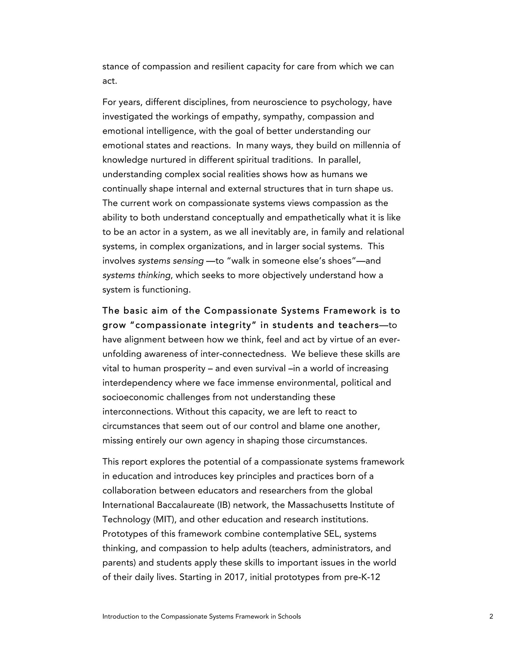 Introduction to the Compassionate Systems Framework in Schools | PDF
