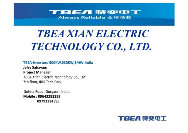 TBEA INVERTER-CENTRAL-500KW,630KW,1MW -SOLAR | PPT