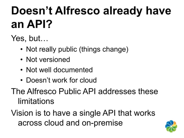 Intro to the Alfresco Public API | PPT