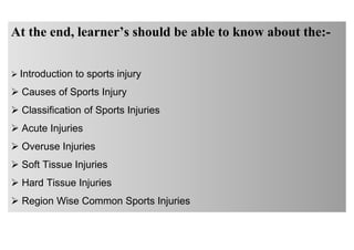Introduction to Sports Injuries by- Dr. Anjali Rai | PPTX
