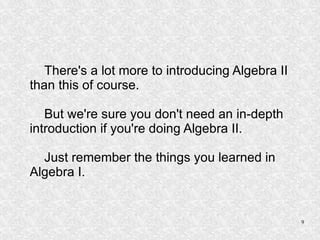 Intro to Algebra II | ODP