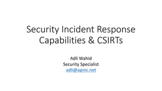 Introduction to CSIRTs | PPT