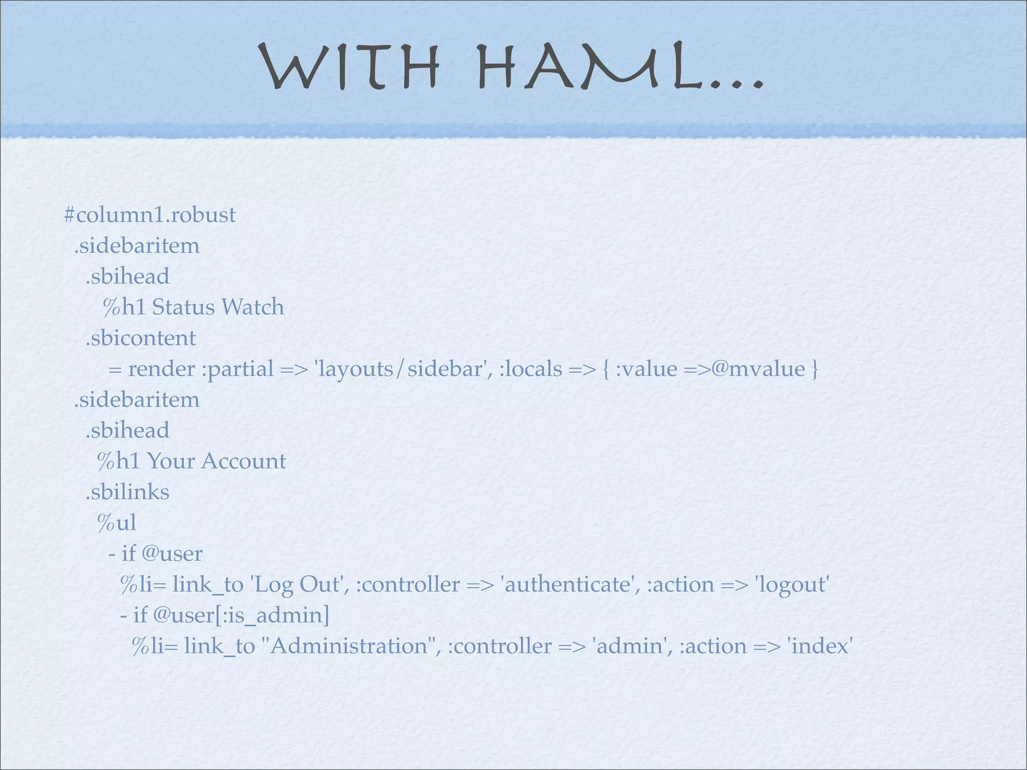 Intro to Haml | PPT