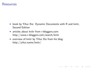 Introduction to knitr - May Sheffield R Users group | PPT