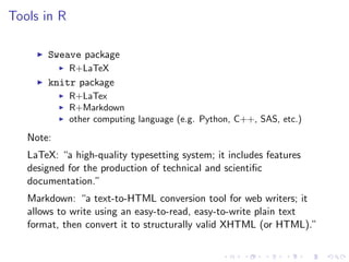 Introduction to knitr - May Sheffield R Users group | PPT