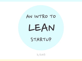An Intro to Lean Startup | PDF