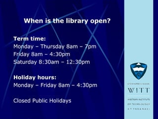 Intro To WITT Library 2008 | PPT | Education