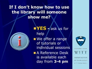 Intro To WITT Library 2008 | PPT | Education