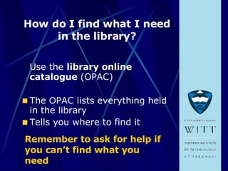 Intro To WITT Library 2008 | PPT | Education