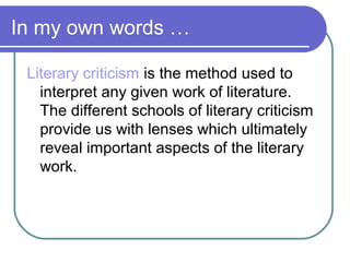 Intro to-literary-criticism | PPT