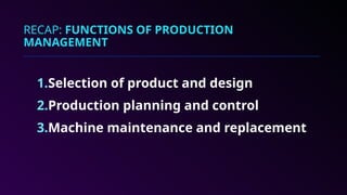 INTRODUCTION TO PRODUCTION MANAGEMENT PowerPoint | PPT