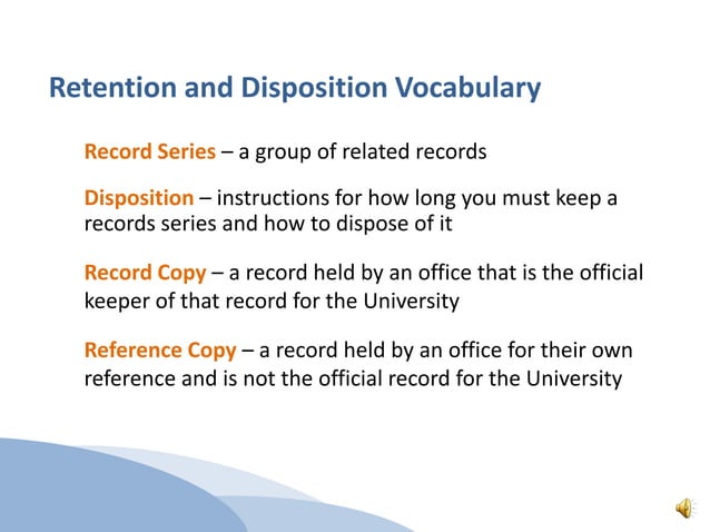 Introduction to Records Management @ UNC-Chapel Hill | PPTX | Law