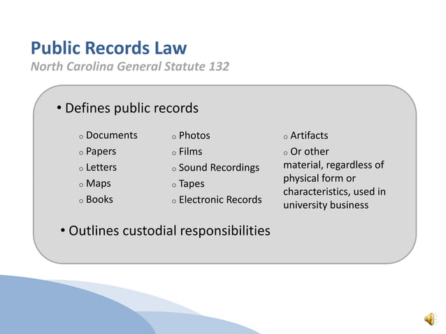 Introduction to Records Management @ UNC-Chapel Hill | PPTX | Law