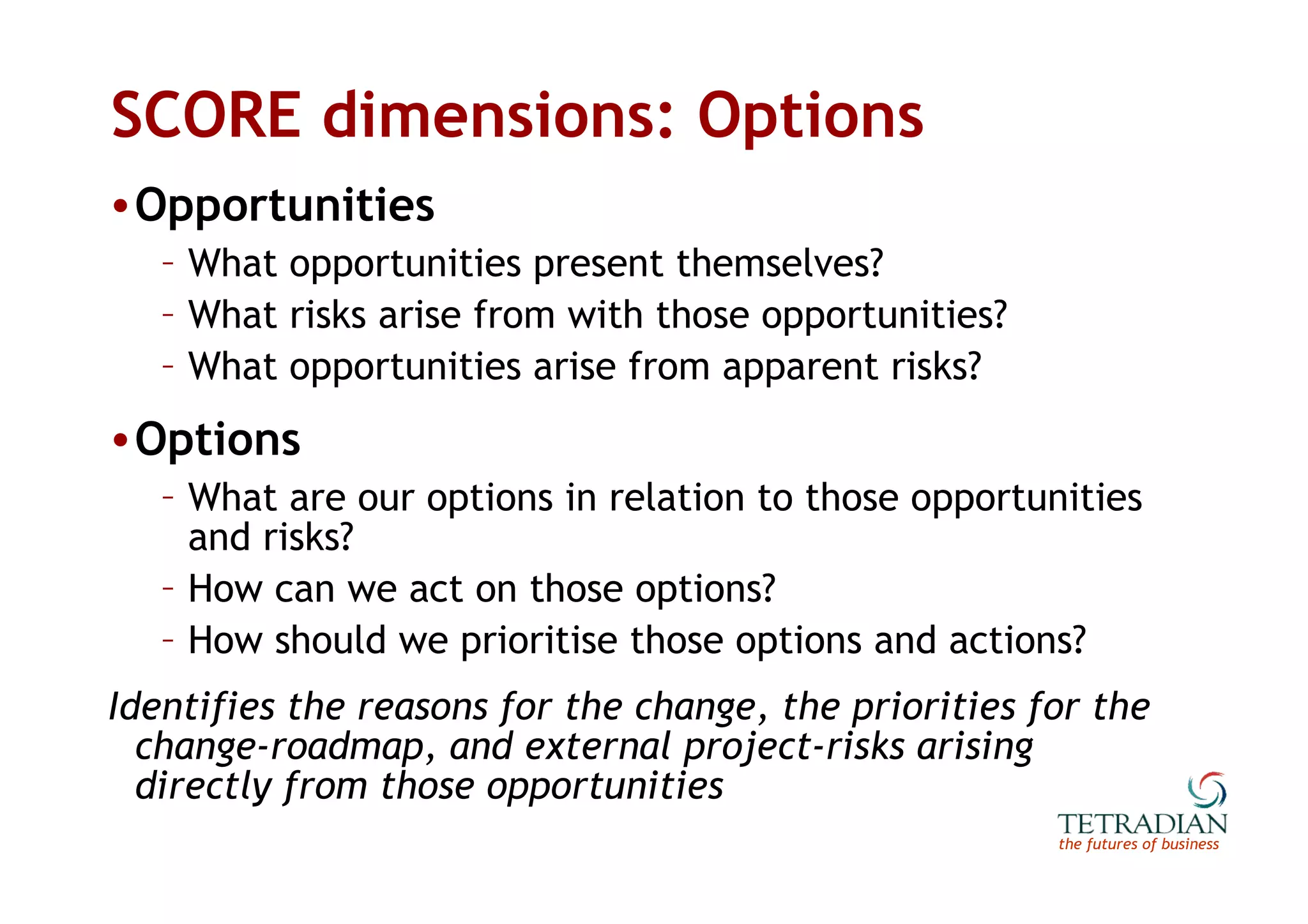 Introduction to SCORE - strategy-assessment beyond SWOT | PPT