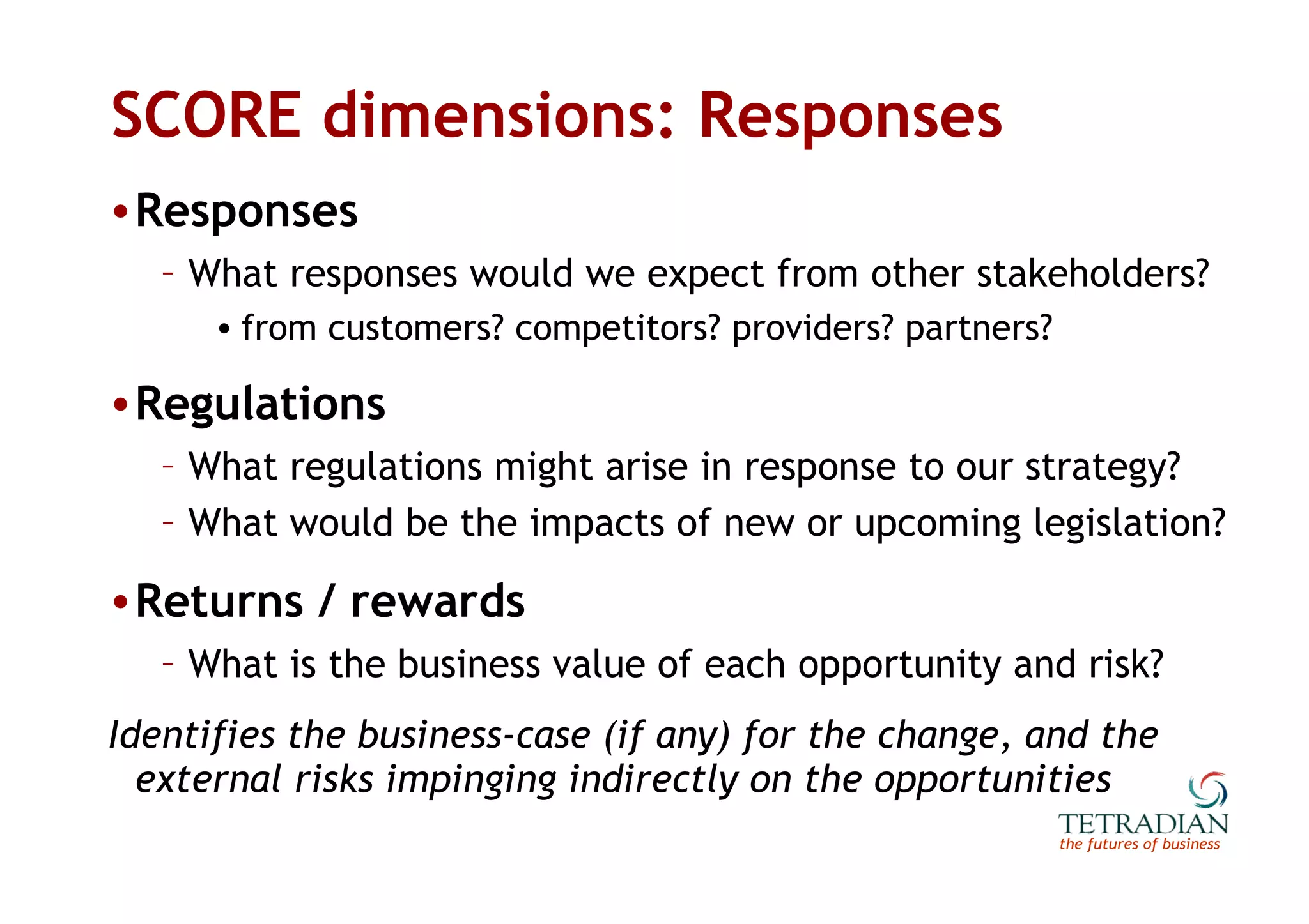 Introduction to SCORE - strategy-assessment beyond SWOT | PPT