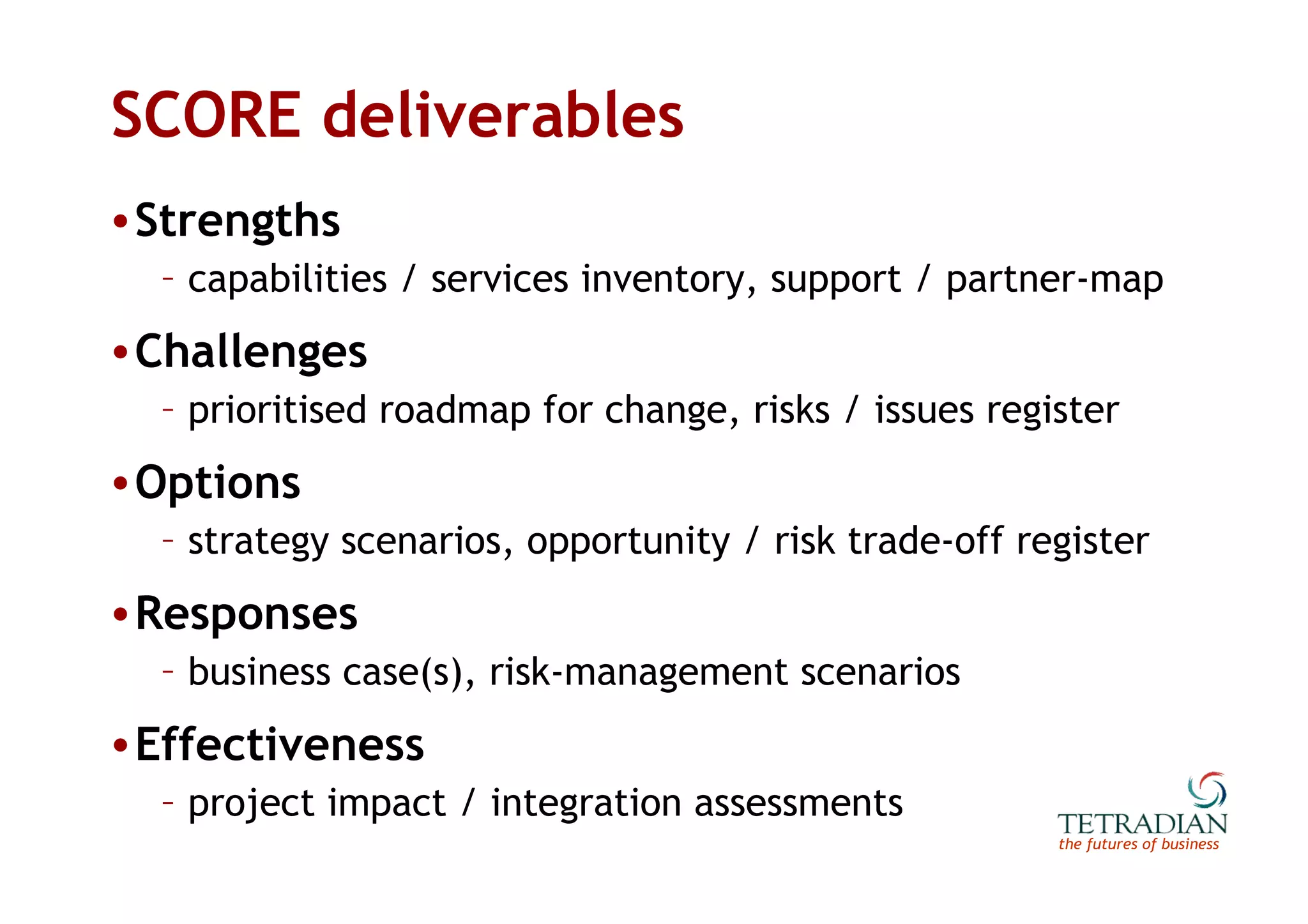 Introduction to SCORE - strategy-assessment beyond SWOT | PPT