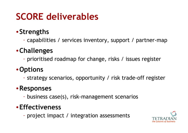 Introduction to SCORE - strategy-assessment beyond SWOT | PPT