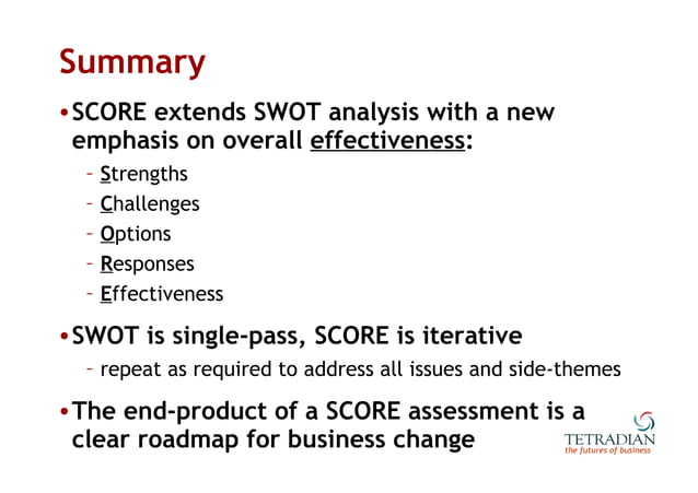 Introduction to SCORE - strategy-assessment beyond SWOT | PPT