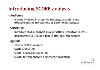 Introduction to SCORE - strategy-assessment beyond SWOT | PPT
