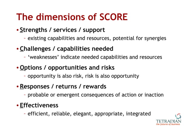 Introduction to SCORE - strategy-assessment beyond SWOT | PPT