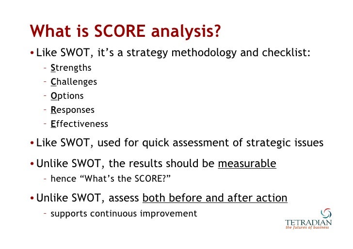 Introduction to SCORE - strategy-assessment beyond SWOT