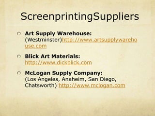 Intro to Screenprinting | PPTX