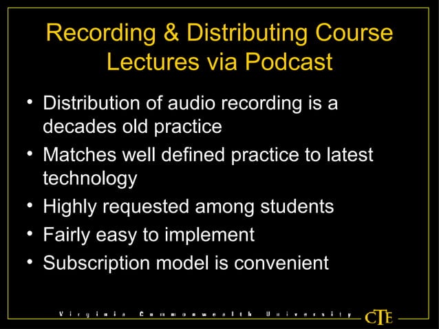 Introduction to Podcasting in Higher Education | PPT