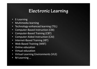 Introduction to Electronic Learning | PPT
