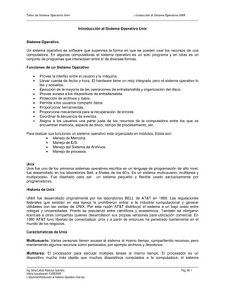 Introducción al sistema operativo unix | PDF